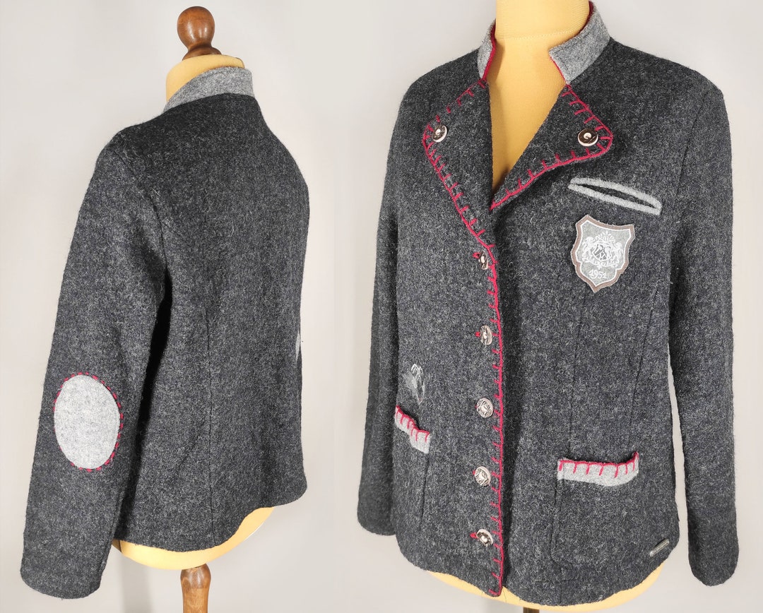 Vintage Trachten Blazer, Austrian Folk Wool Jacket, Hammerschmid Felted ...
