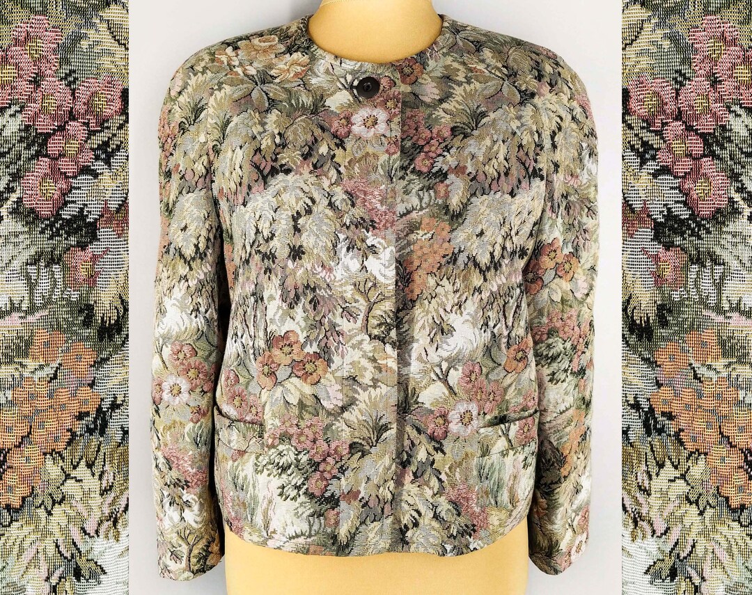 Vintage Tapestry Blazer, Women's Floral Carpet Jacket - Etsy