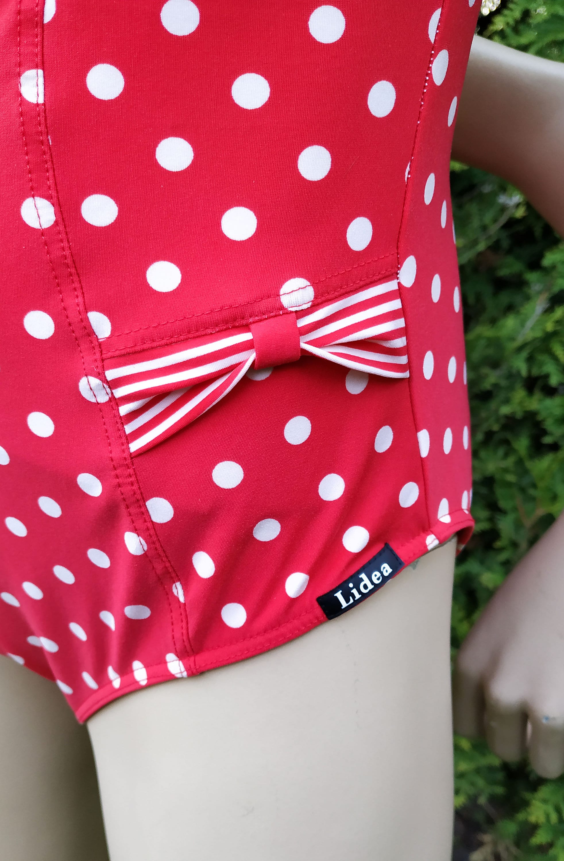 Vintage Red Polka Dot One Piece Swimsuit Bright Monokini Etsy