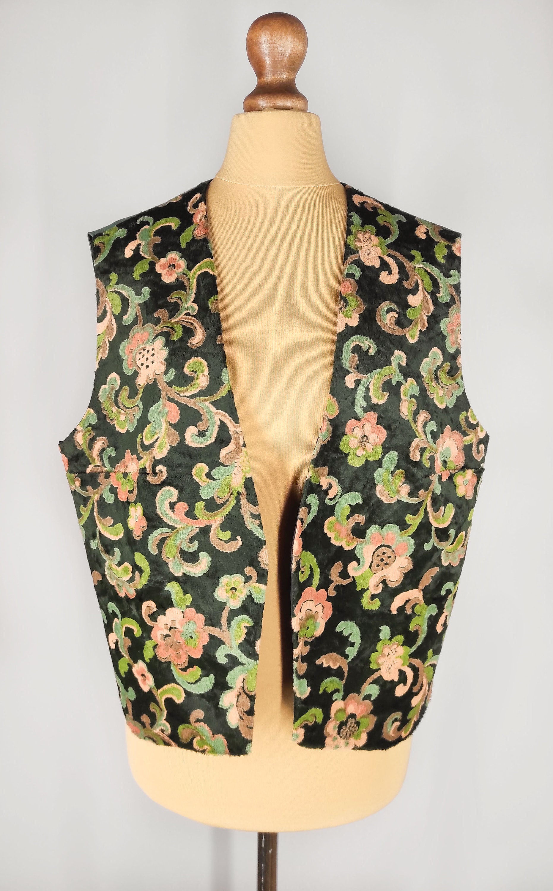 Vintage Boho Vest, Green Floral Waistcoat From the 70s - Etsy
