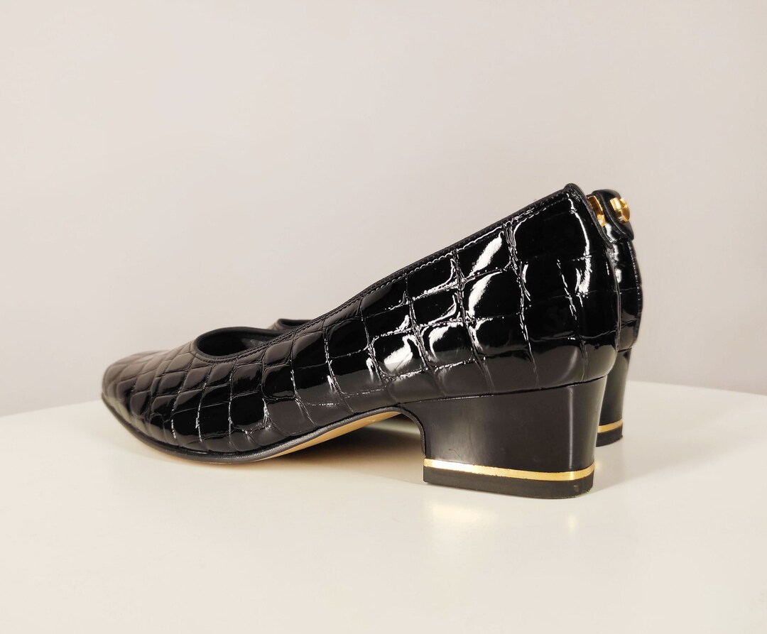 Vintage Patent Leather Court Shoes, Croc Effect Pumps, 90s Women's ...
