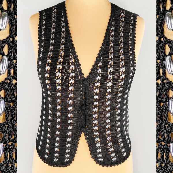 Black Crochet Vest - Etsy