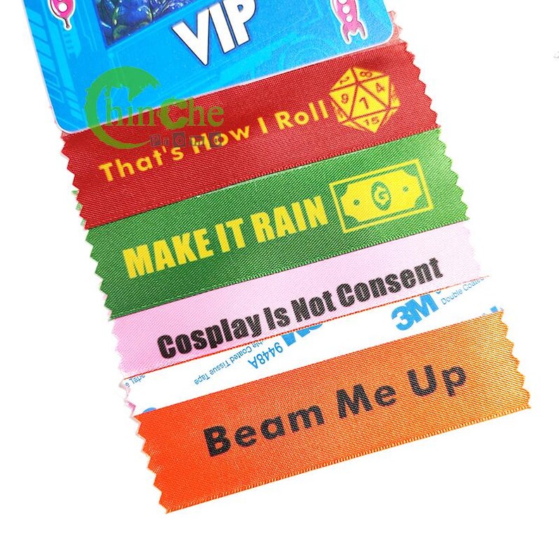Custom Stackable Satin Badge Ribbon Adhesive Badge Ribbon Anime ...