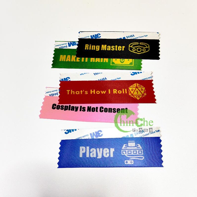 Custom Stackable Satin Badge Ribbon Adhesive Badge Ribbon Anime ...