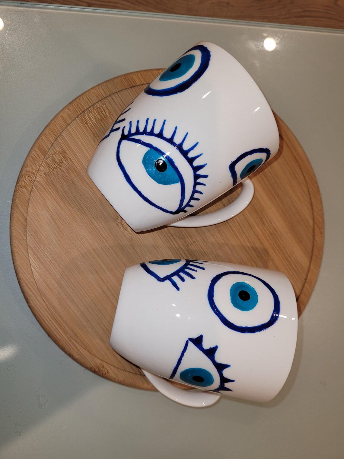 Evil Eye Design Mug/ Hand Painted Evil Eye Mugs/ Nazar Eye Protection ...