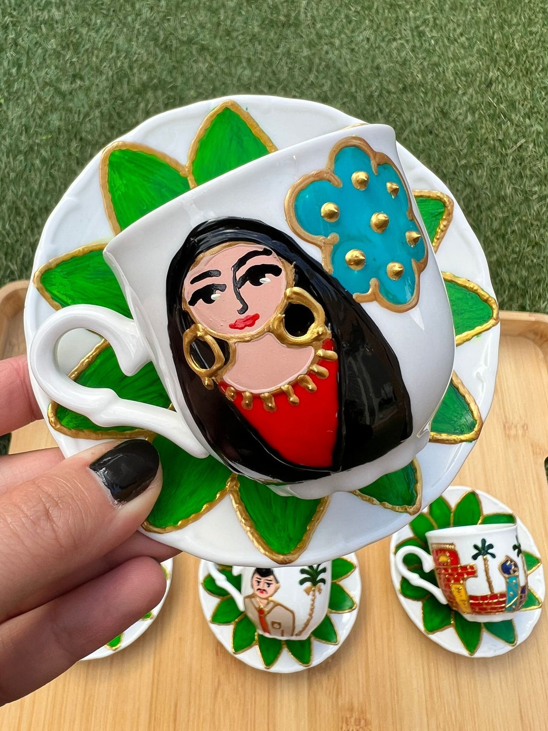 Hand-painted Turkish Tea Cup Set: Traditional Ceramic Teacups, 6-piece ...