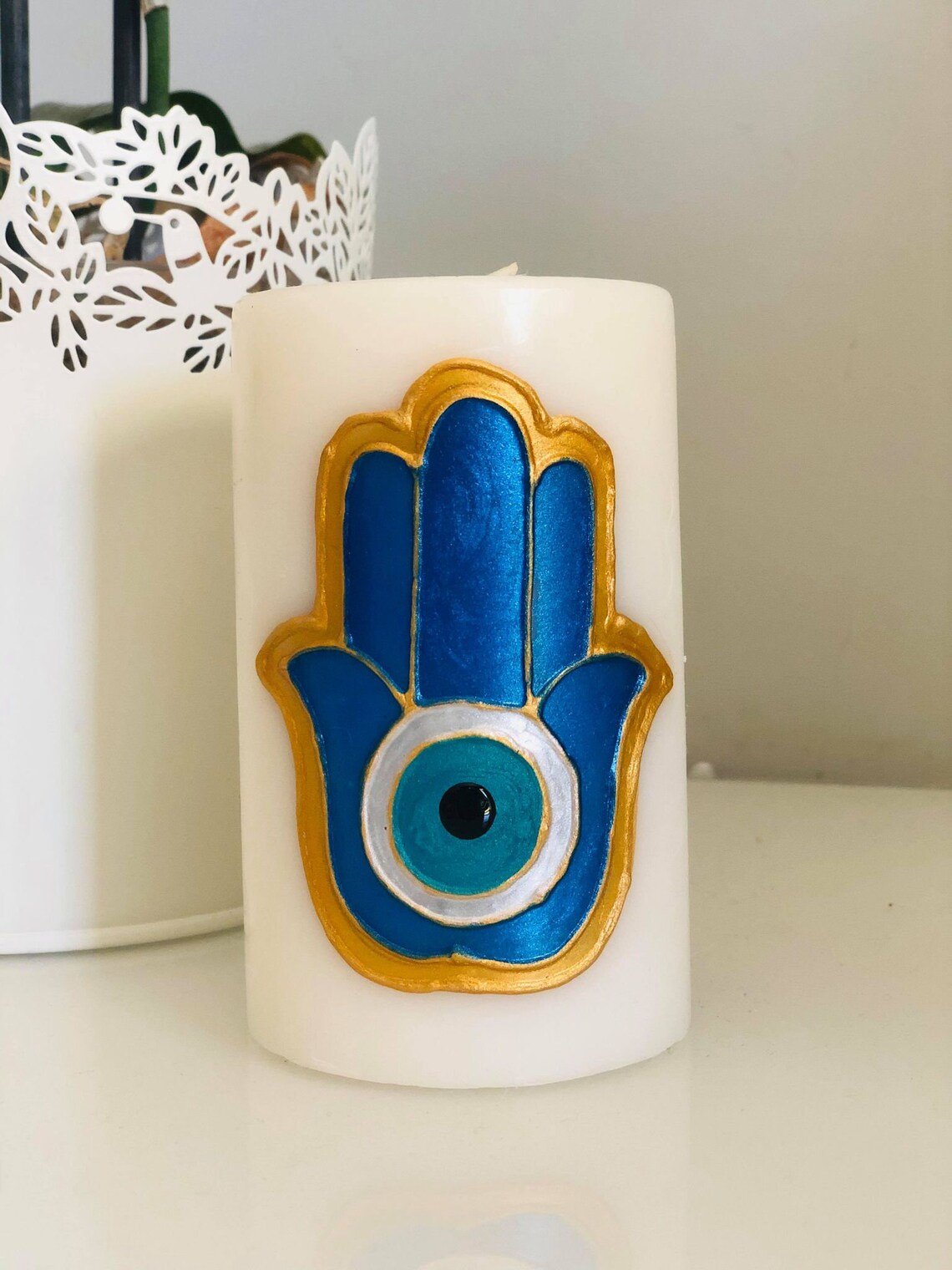 Hamsa Hand Candle Nazar Eye Candle Turkish Evil Eye - Etsy Sweden