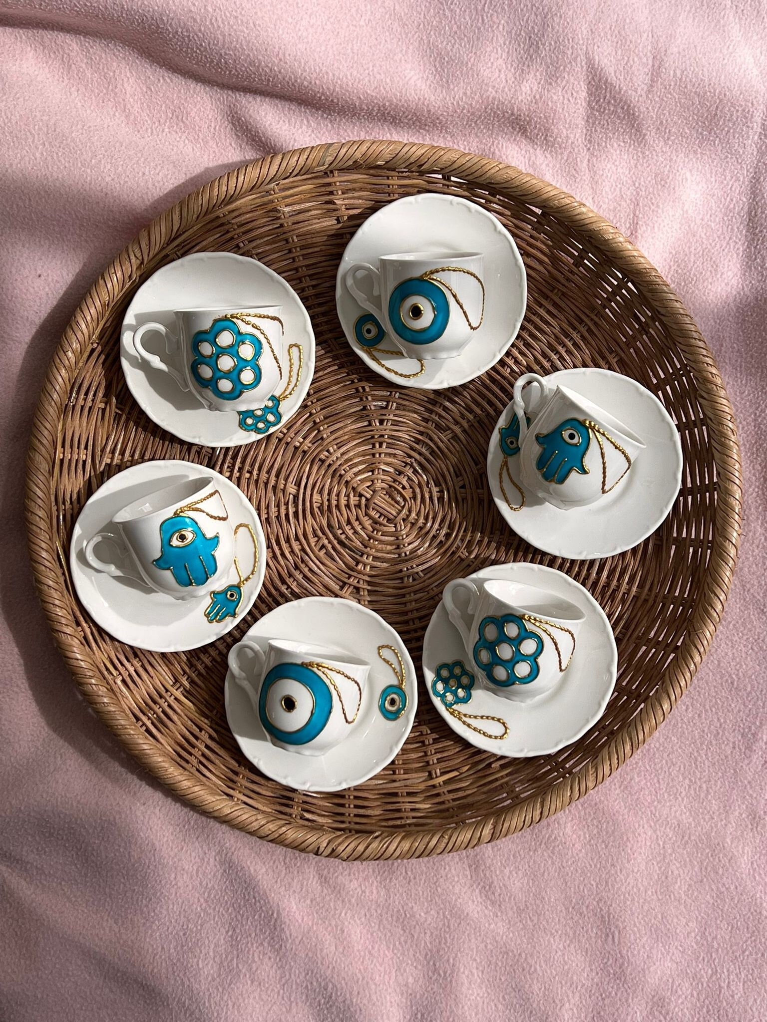 Evil Eye/sumerian Seven Eyes & Hamsa Hand Coffee Cups /harcai - Etsy