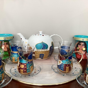 Traditional Tea Cups , Moroccan , Arabic , Turkish Tea Set, Chai ...