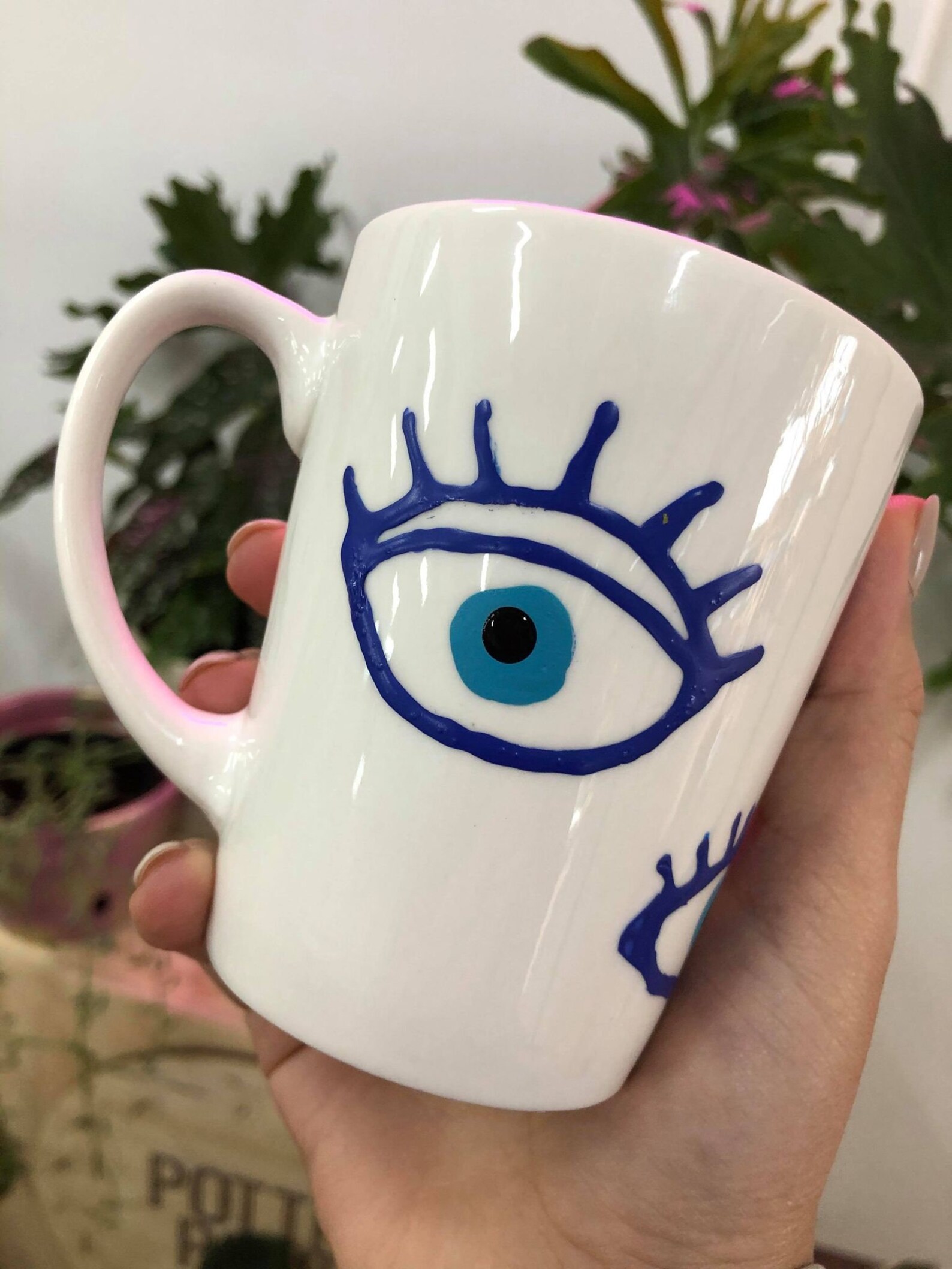 Evil Eye Design Mug/ Hand Painted Evil Eye Mugs/ Nazar Eye Protection ...