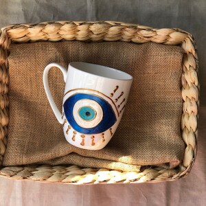 Evil Eye Design Personalized Mug/ Hand Painted Evil Eye Mugs/ Nazar Eye ...