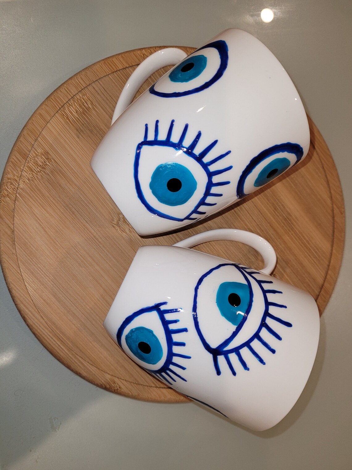 Evil Eye Design Mug/ Hand Painted Evil Eye Mugs/ Nazar Eye Protection ...