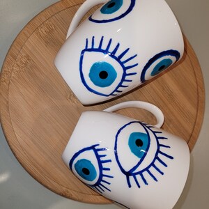 Evil Eye Design Mug/ Hand Painted Evil Eye Mugs/ Nazar Eye Protection ...