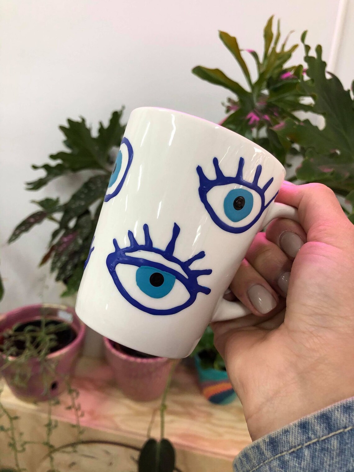 Evil Eye Design Mug/ Hand Painted Evil Eye Mugs/ Nazar Eye Protection ...