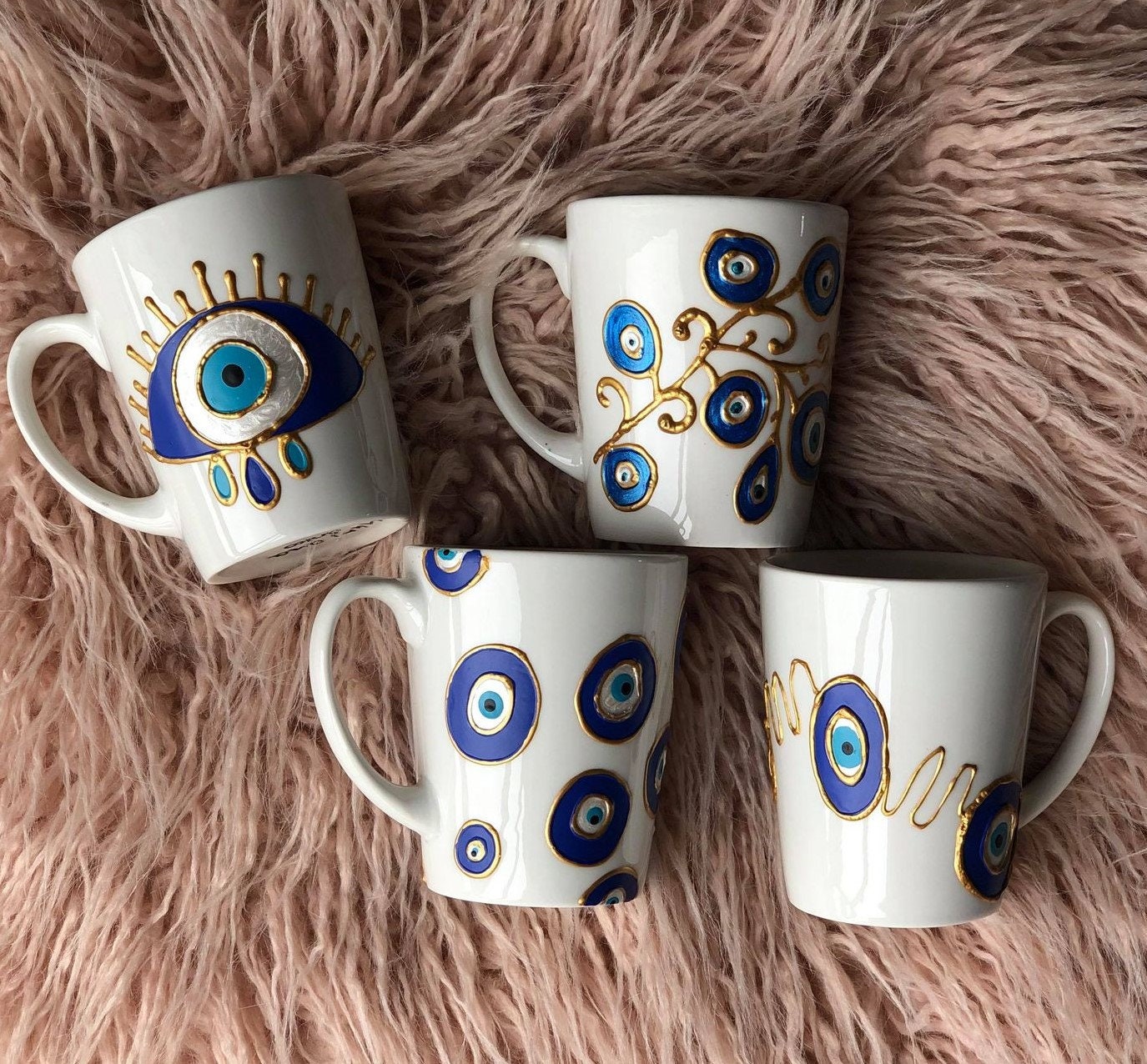 Evil Eye Design Personalized Mug/ Hand Painted Evil Eye Mugs/ | Etsy