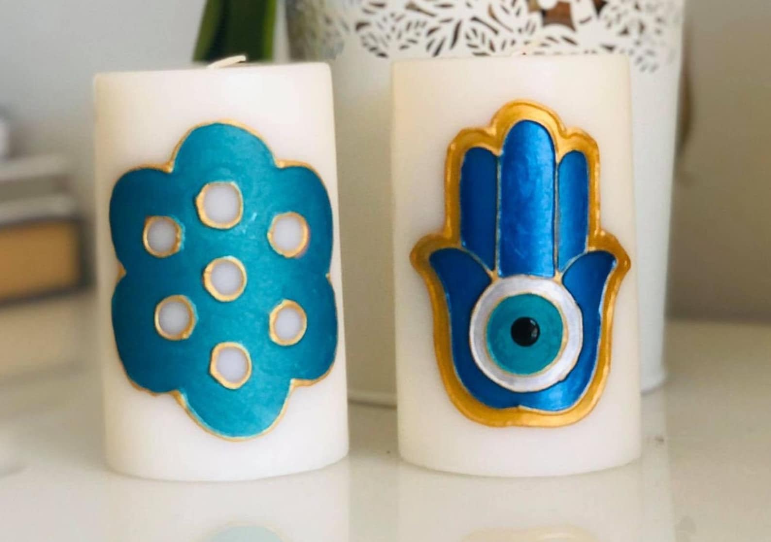 Hamsa Hand Candle Nazar Eye Candle Turkish Evil Eye - Etsy Sweden