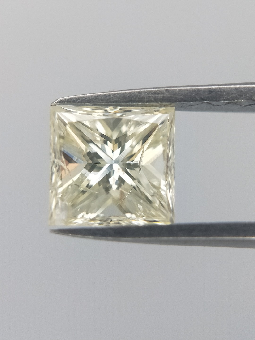 0.71 CTS Very Light Yellow Diamond Princess Brilliant Cut - Etsy UK