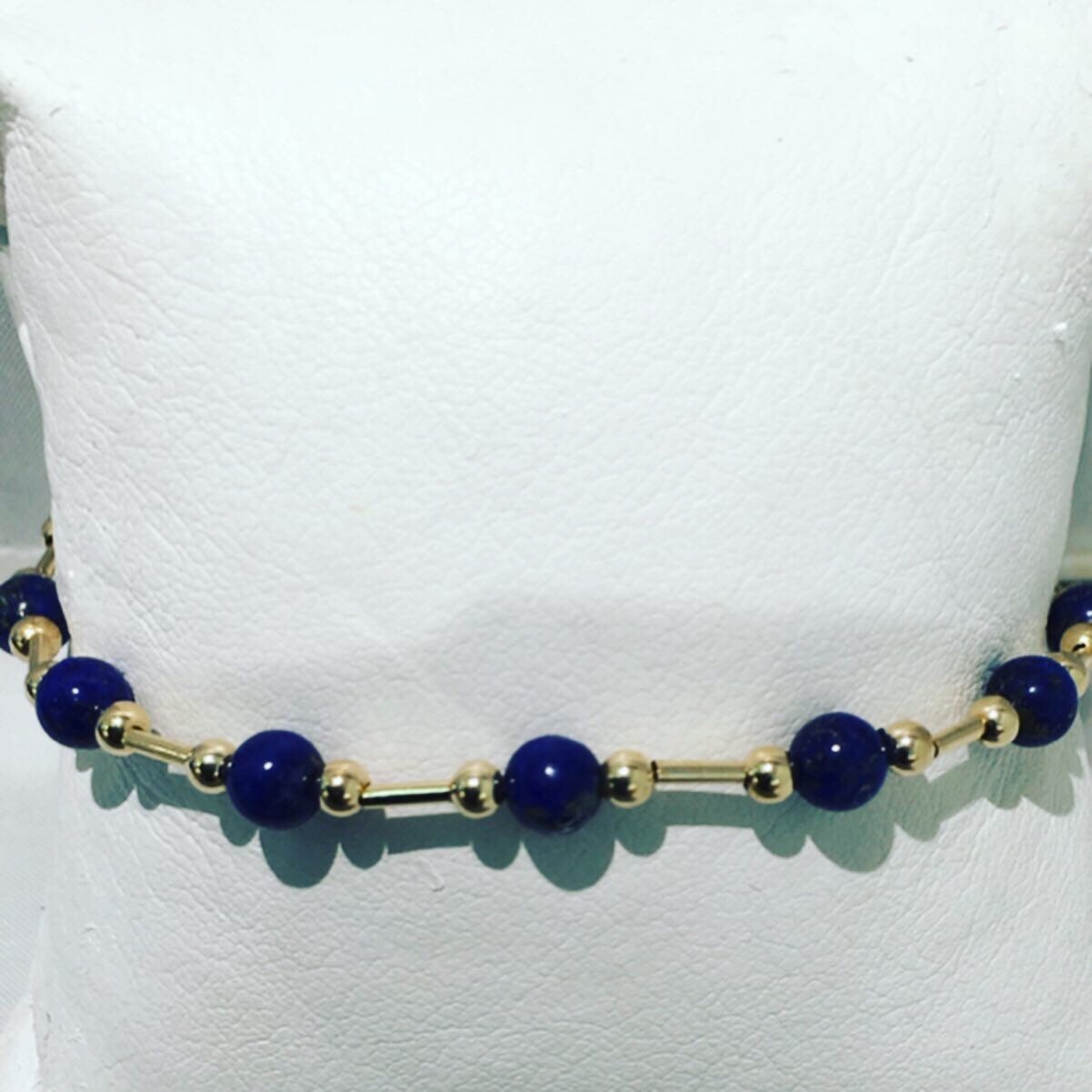 Stretch Lapis Bead Bracelet 14 k Oro Giallo - Etsy Italia