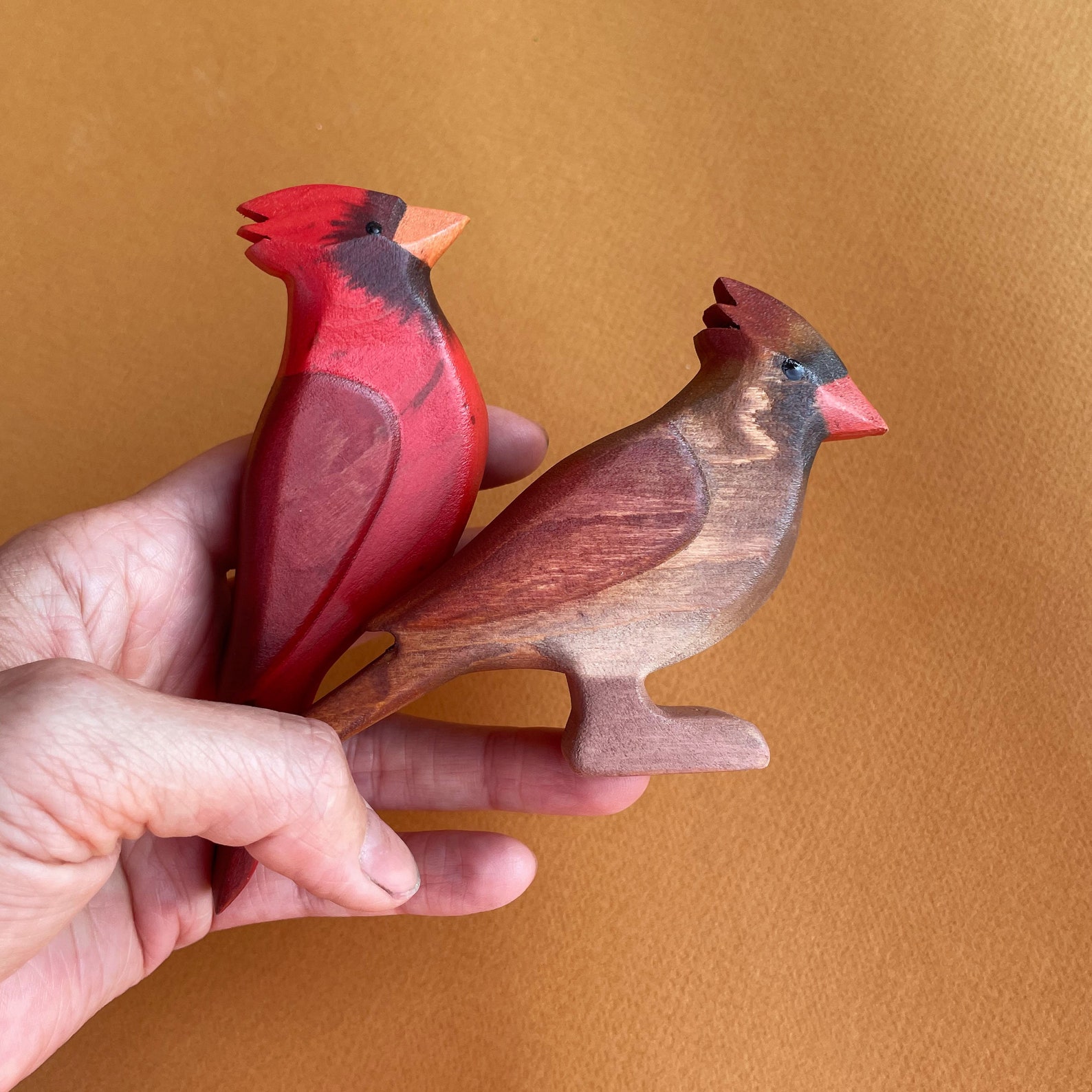 Wooden bird toy Cardinal bird figurine Female bird | Etsy