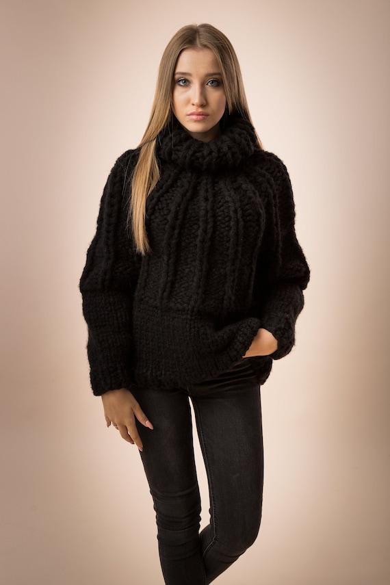 Super Chunky Turtleneck Sweater Thick Wool Sweater Bulky | Etsy