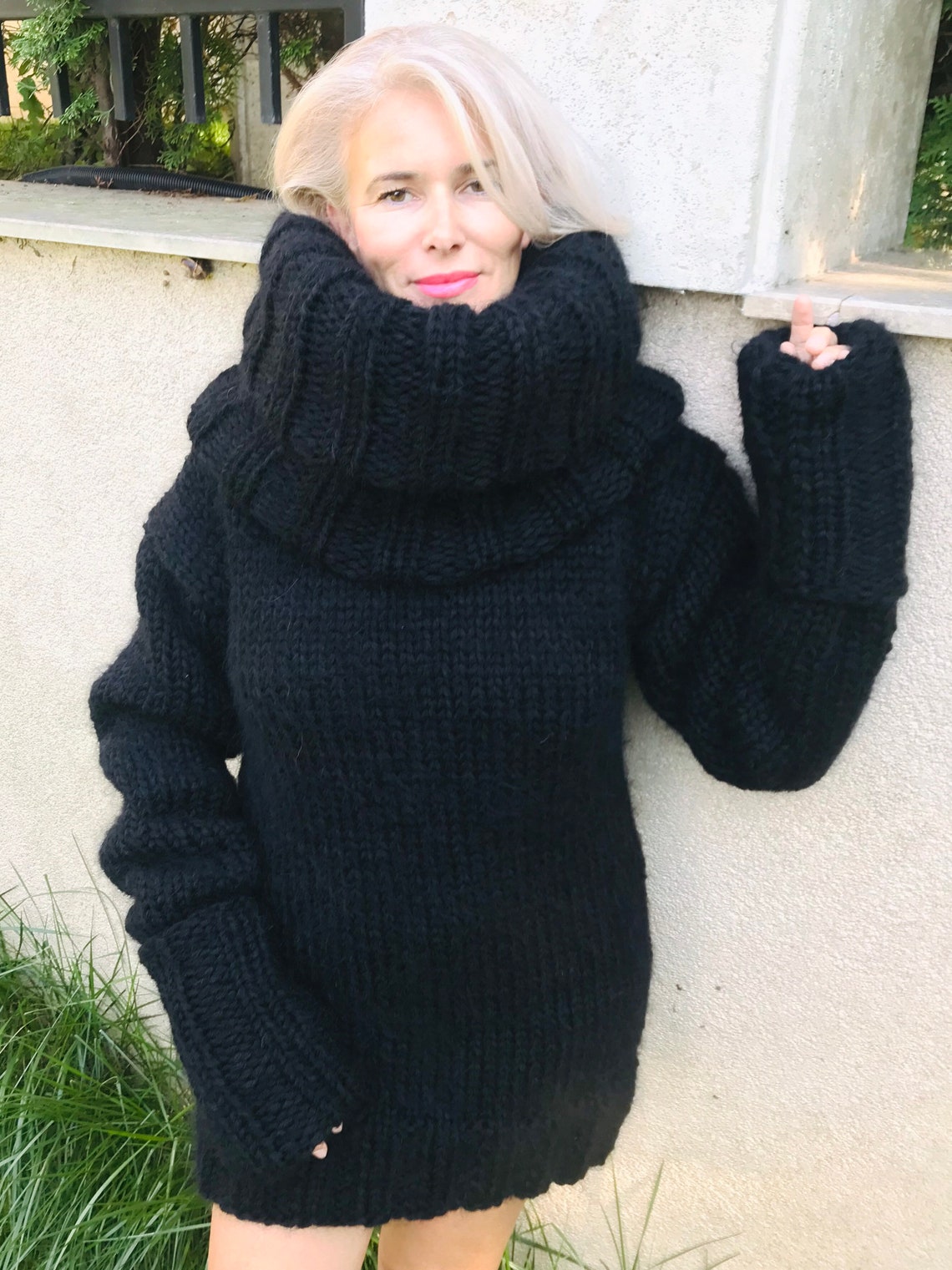 Super Chunky Turtleneck Sweater Thick Wool Sweater Bulky - Etsy Norway