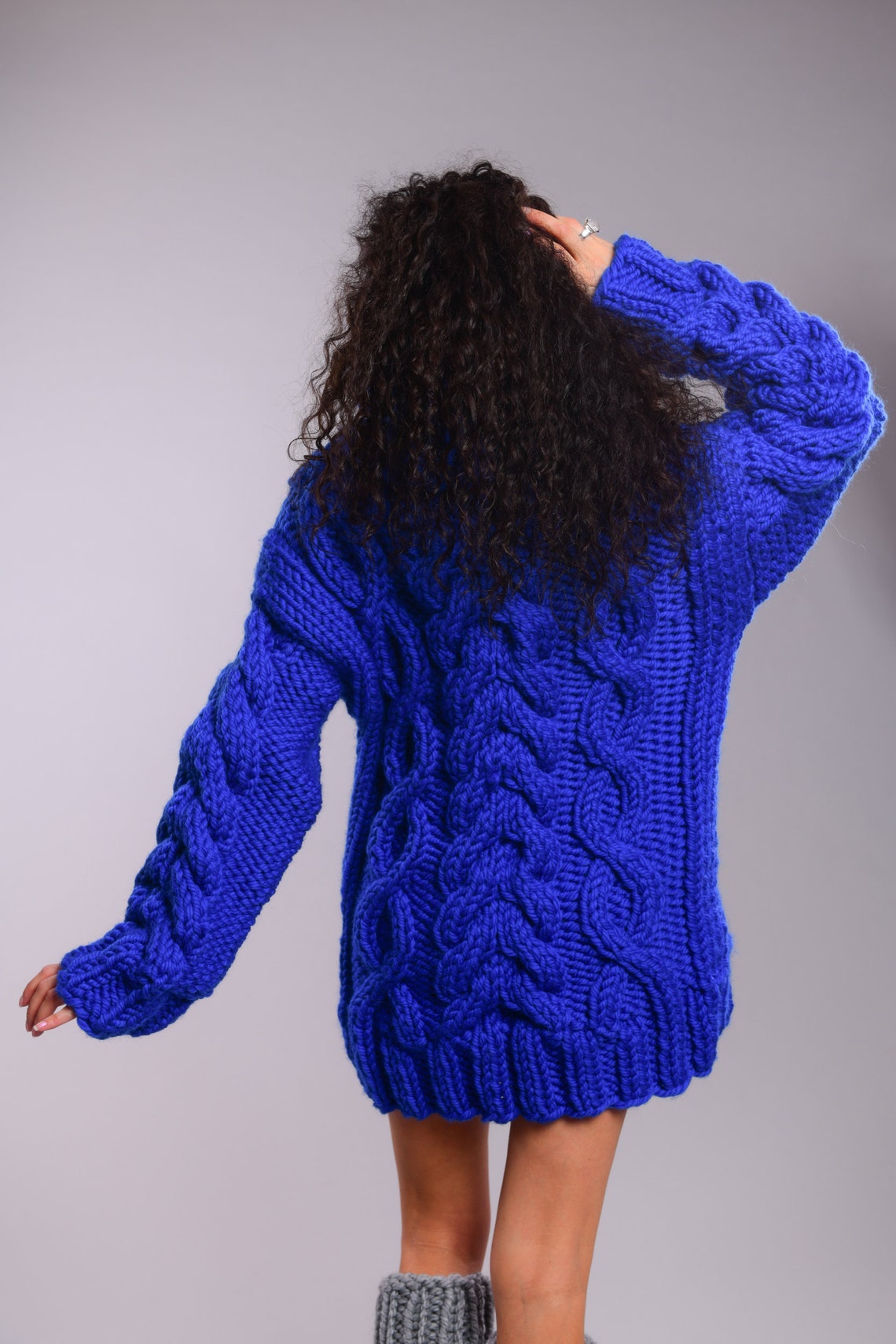 Chunky Cable Knit Turtleneck, Bulky Knit Sweater, Thick Wool Sweater ...