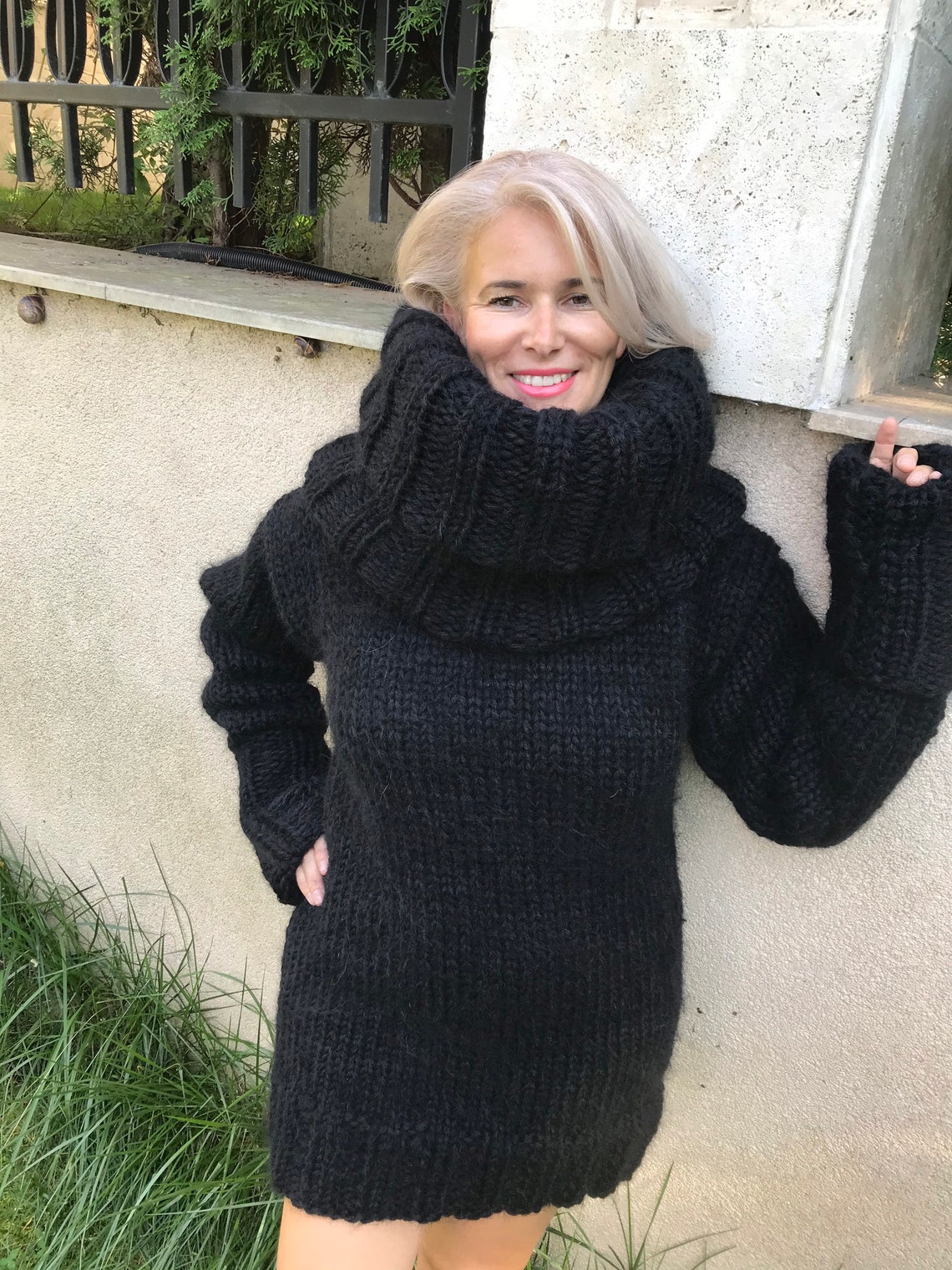 Chunky Mohair Turtleneck Sweater: Thick Wool, Double Cuffs, Custom ...