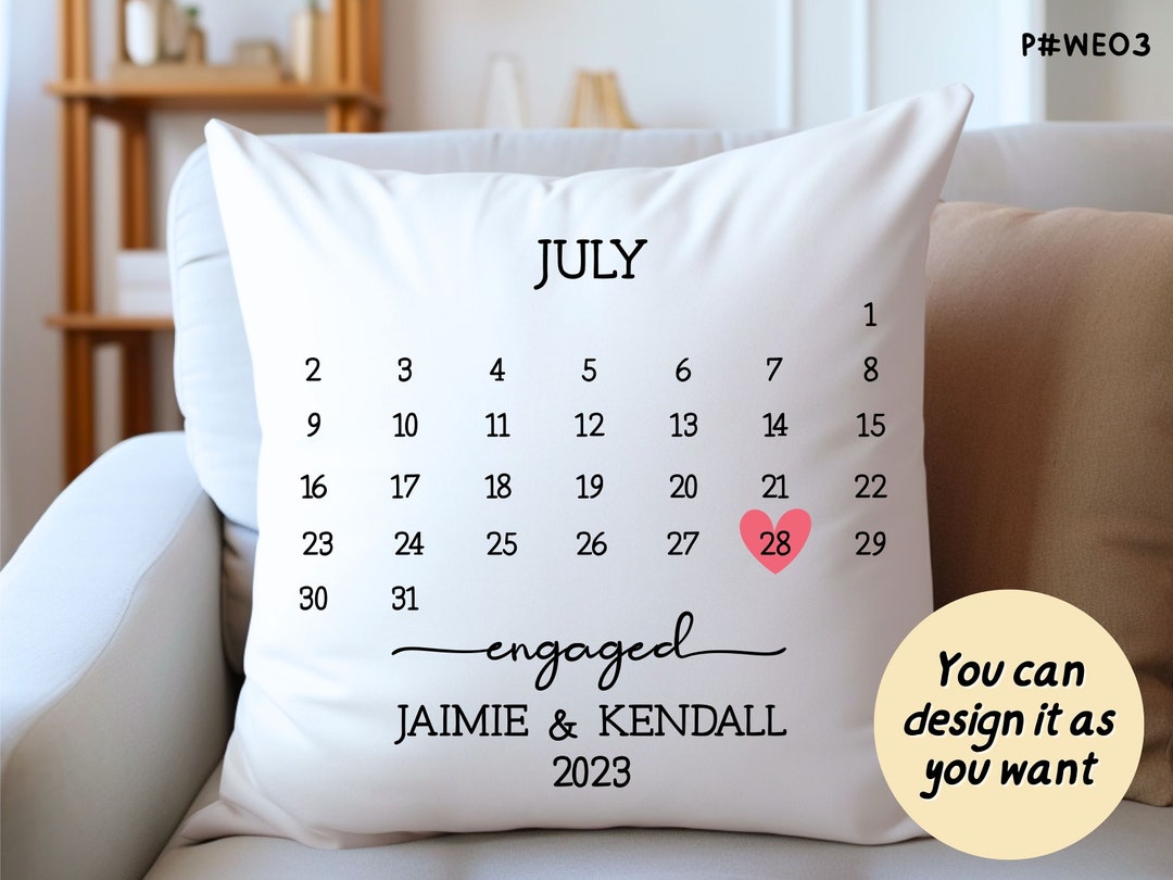 Personalized Engagement Pillow, Engagement House Gift, Engagement Date ...