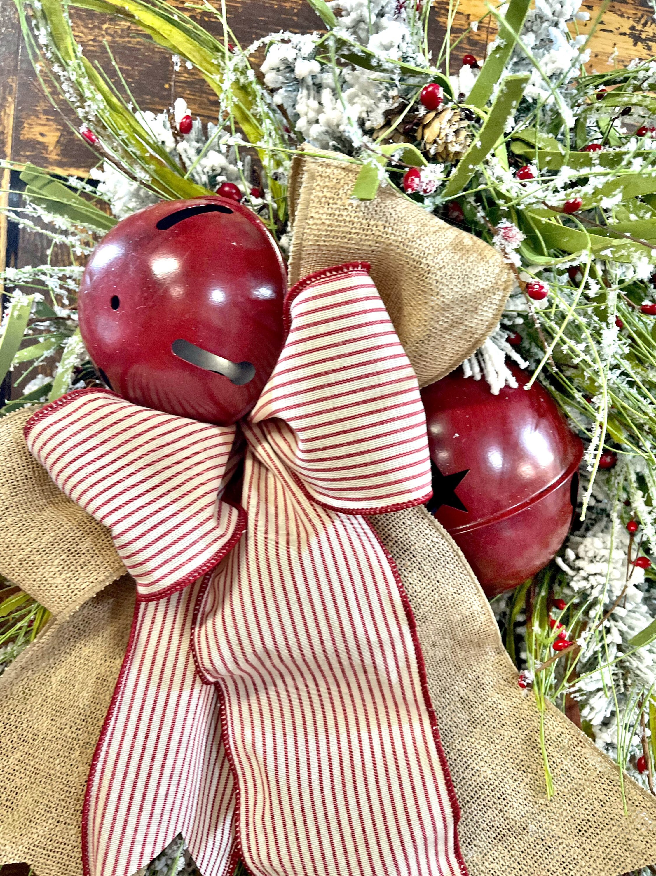 Bell Rustic Wreath Jingle Bells Christmas Door Wreath - Etsy