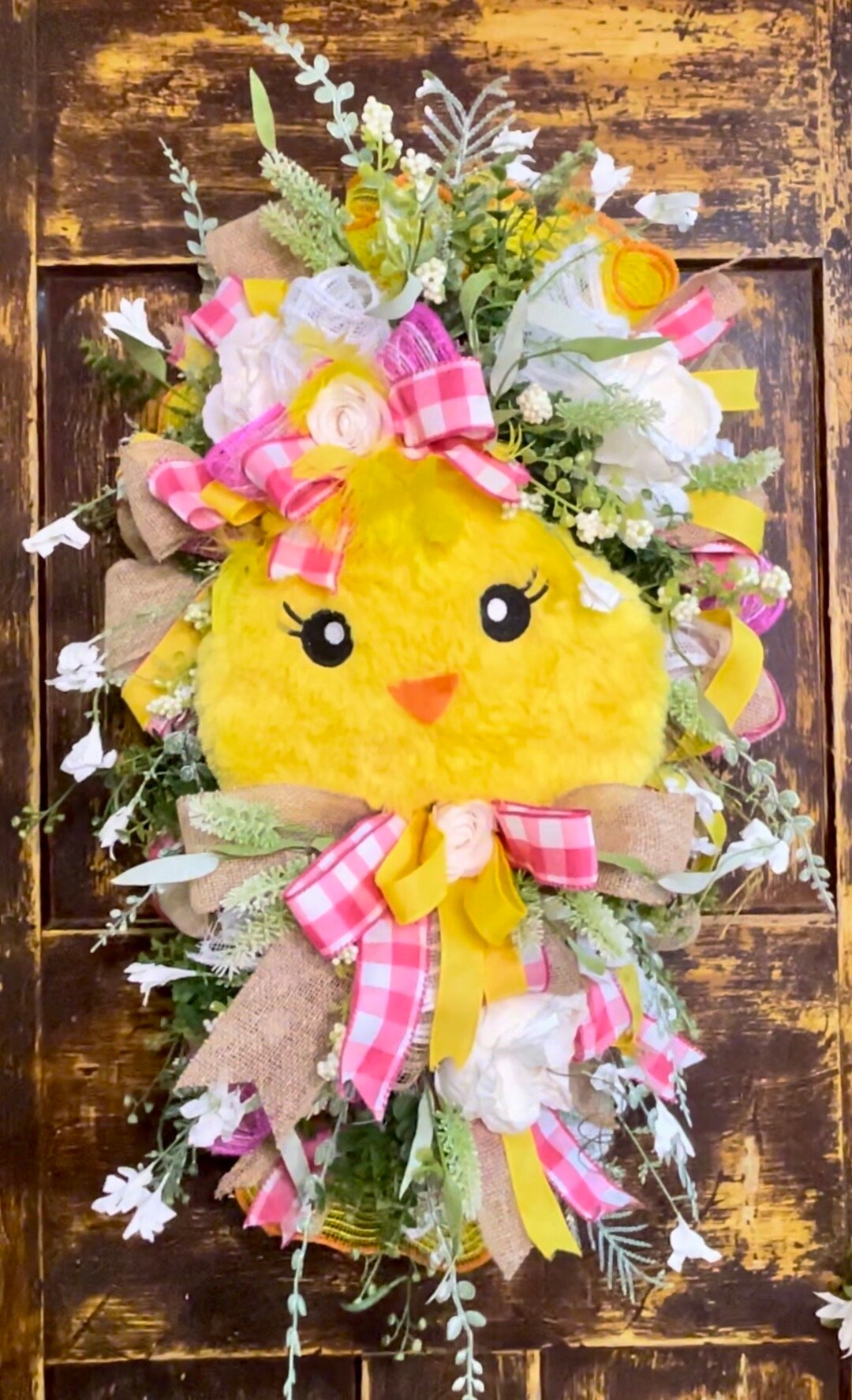 Yellow Chick Easter Wreath: Spring Floral Door Decor - Etsy