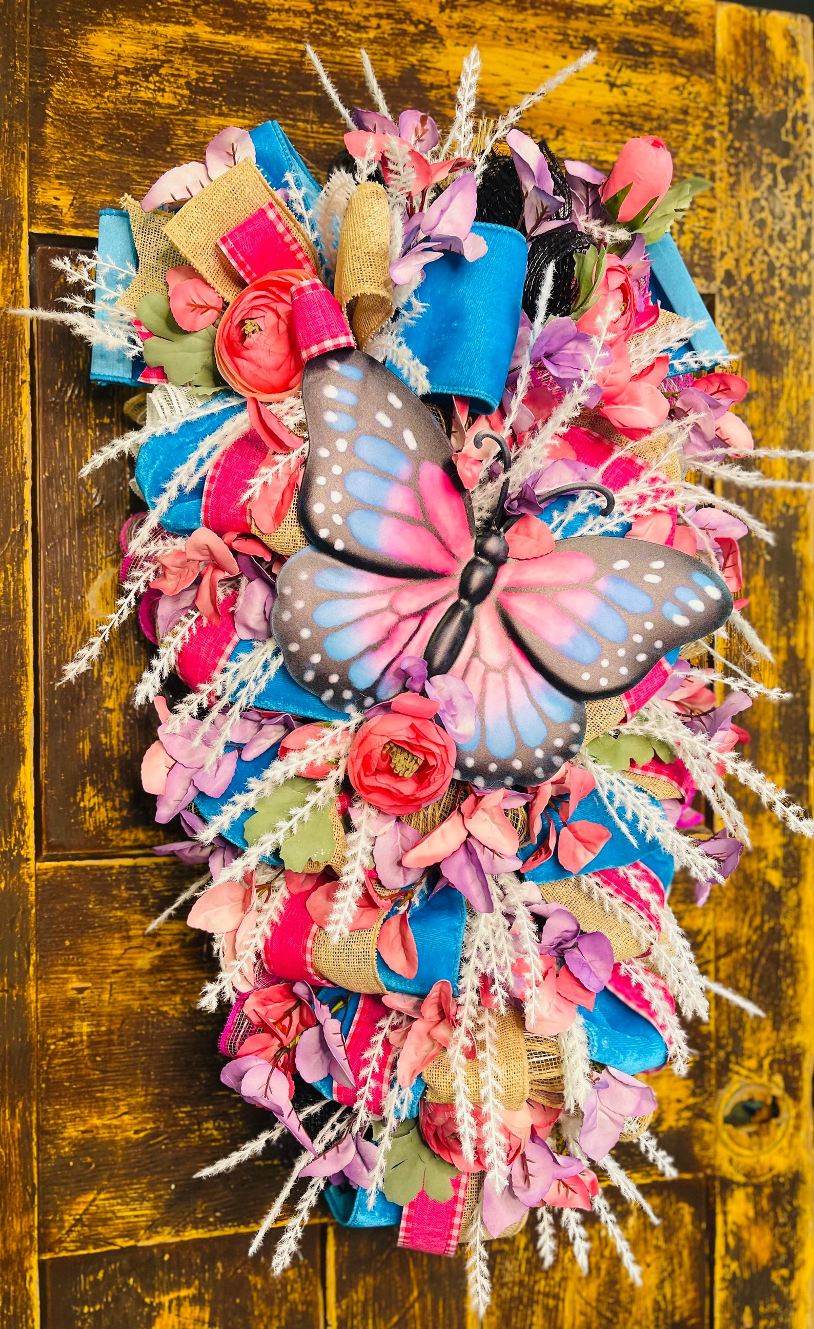 Butterfly Wreath, Spring Decor, Spring Wreath, Floral Wreath, Monarch ...