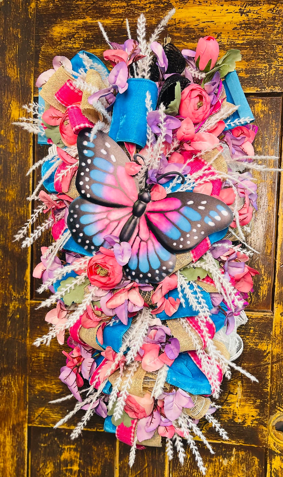 Butterfly Wreath, Spring Decor, Spring Wreath, Floral Wreath, Monarch ...