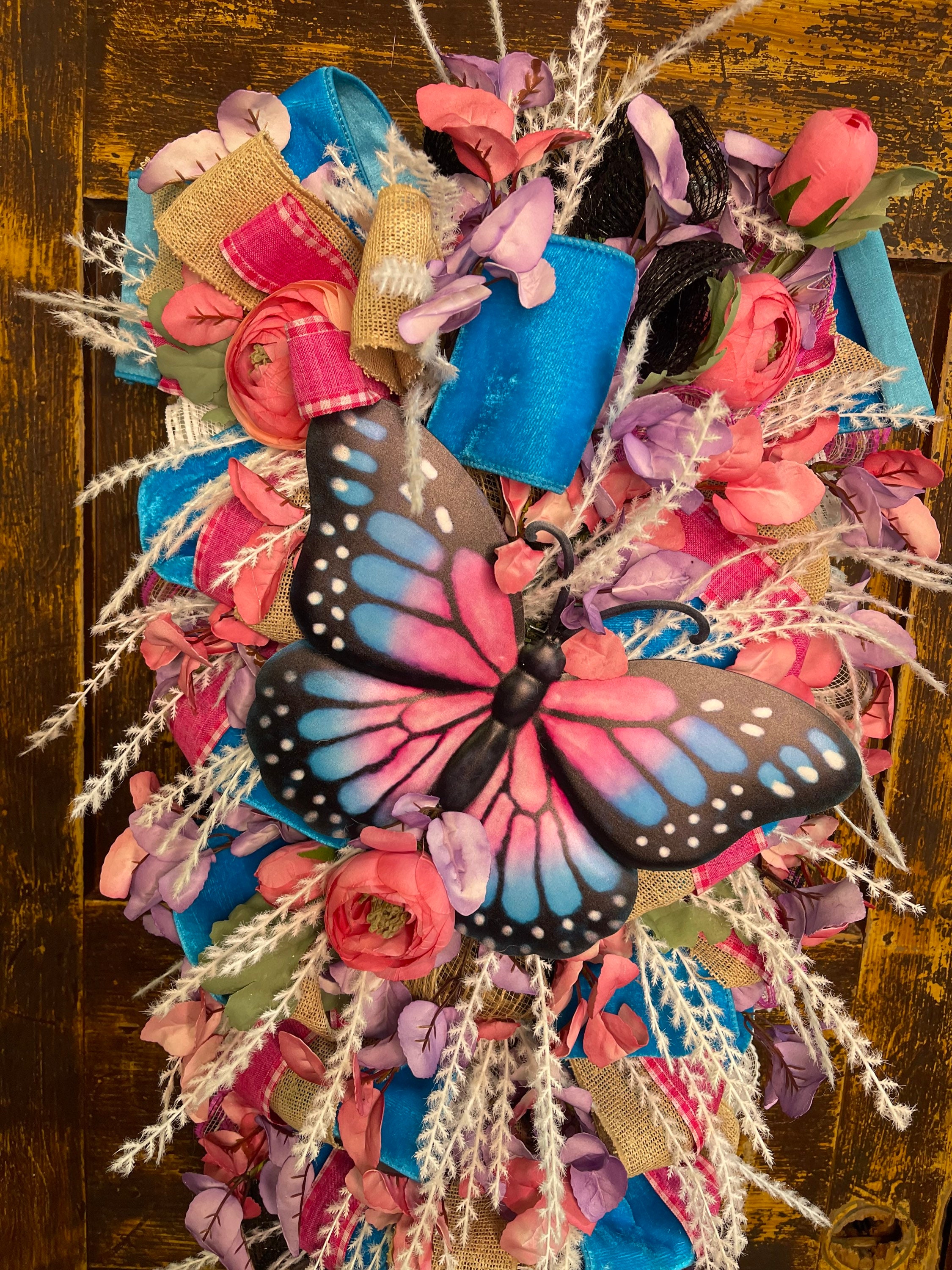 Butterfly Wreath, Spring Decor, Spring Wreath, Floral Wreath, Monarch ...