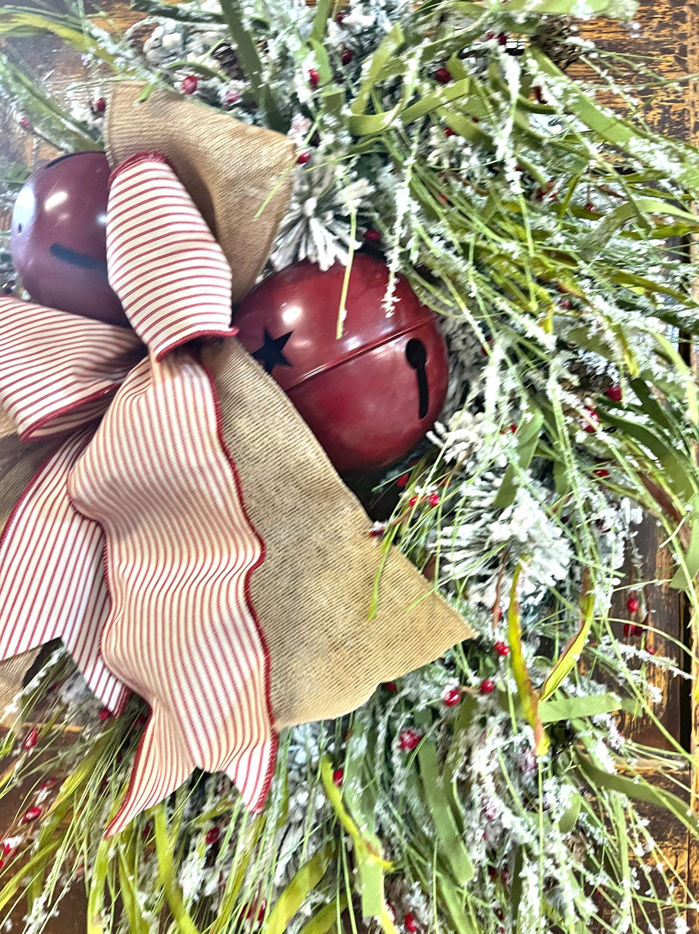 Bell Rustic Wreath Jingle Bells Christmas Door Wreath - Etsy