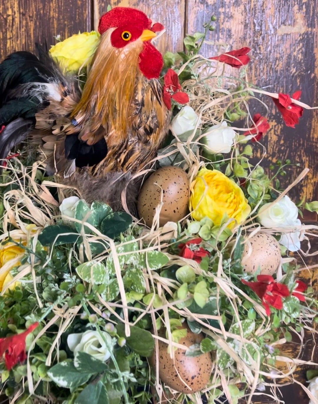 Rustic Rooster Centerpiece, Chicken Decor, Kitchen Island Decoration ...