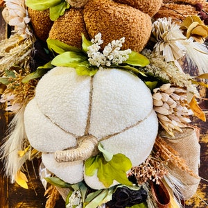 Boho Neutral Pumpkin Fall Swag, Autumn Minimalist Fall Decor, Pumpkin ...