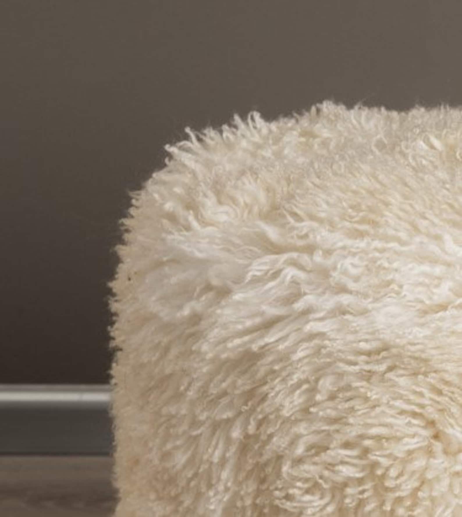 Sheepskin Pouf , Pouf , Natural Sheepskin Rug, Sheepskin Natural Curly ...