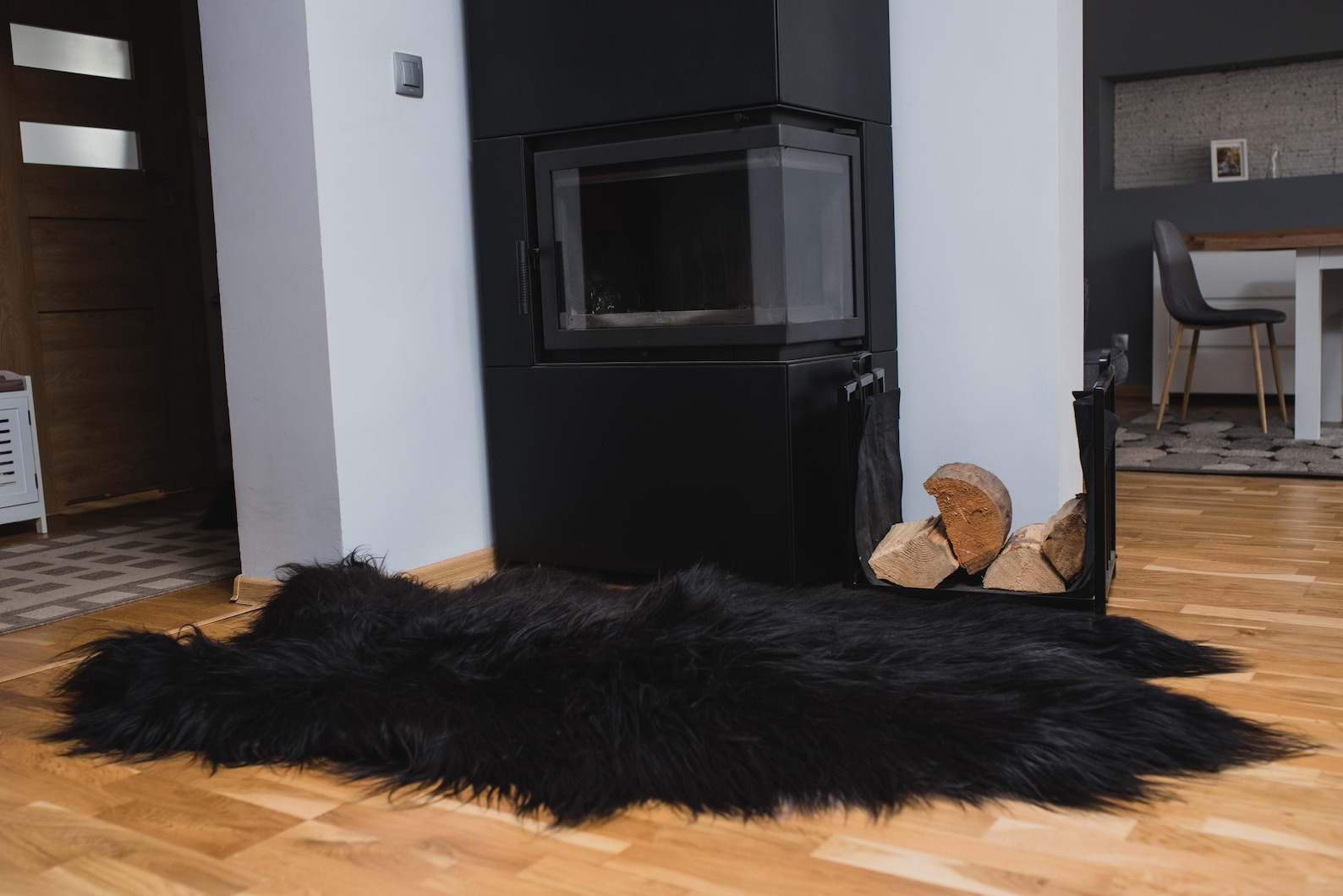 Giant XXL Genuine Natural Black Quadruple Icelandic Sheepskin Rug, Pelt ...
