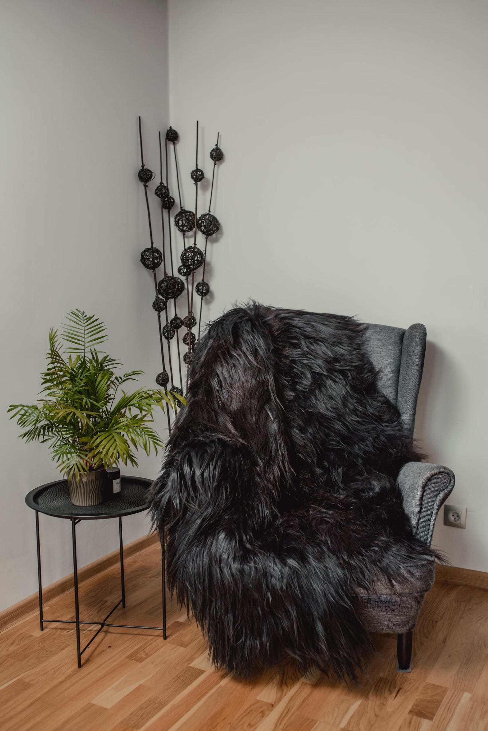 Giant XXL Genuine Natural Black Quadruple Icelandic Sheepskin Rug, Pelt ...