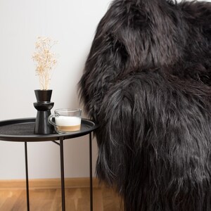 Giant XXL Genuine Natural Black Quadruple Icelandic Sheepskin Rug, Pelt ...