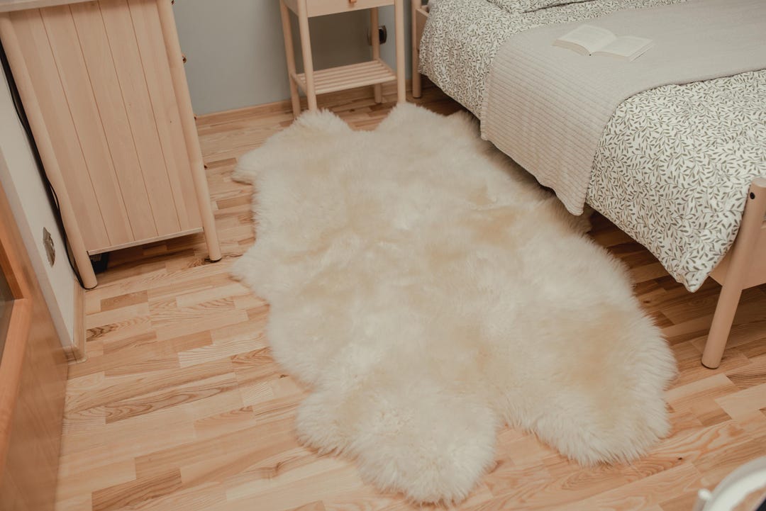 Giant XXL Genuine Natural Creamy White-ivory Quadruple Sheepskin Rug ...