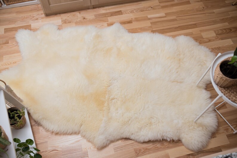Giant XXL Genuine Natural Creamy White-ivory Quadruple Sheepskin Rug ...