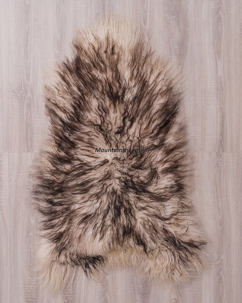 White Black Icelandic Genuine Sheepskin Rug Single Pelt Sheep - Etsy