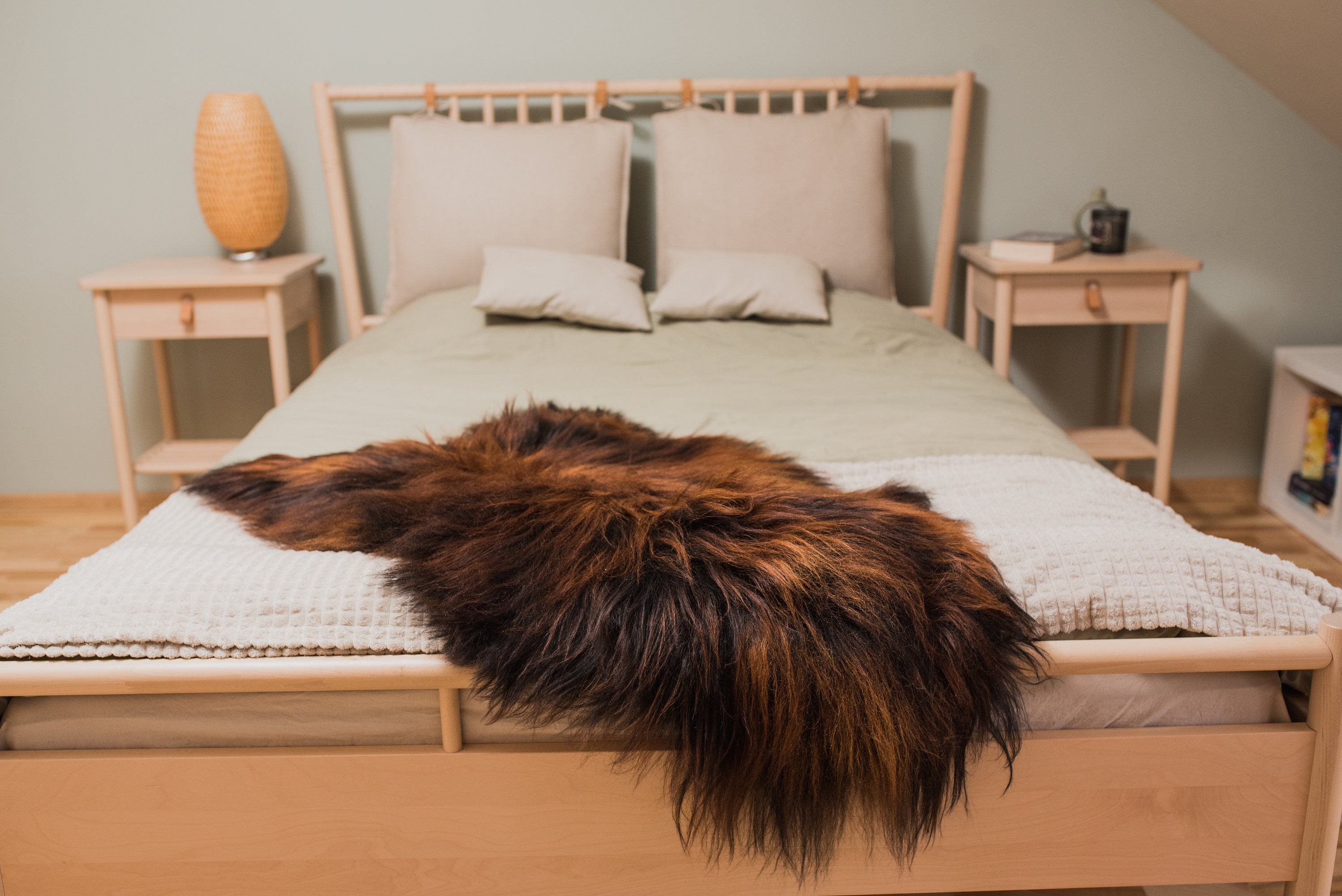 Icelandic Genuine Sheepskin Rug, Rust Black, Single Animals Pelt ...