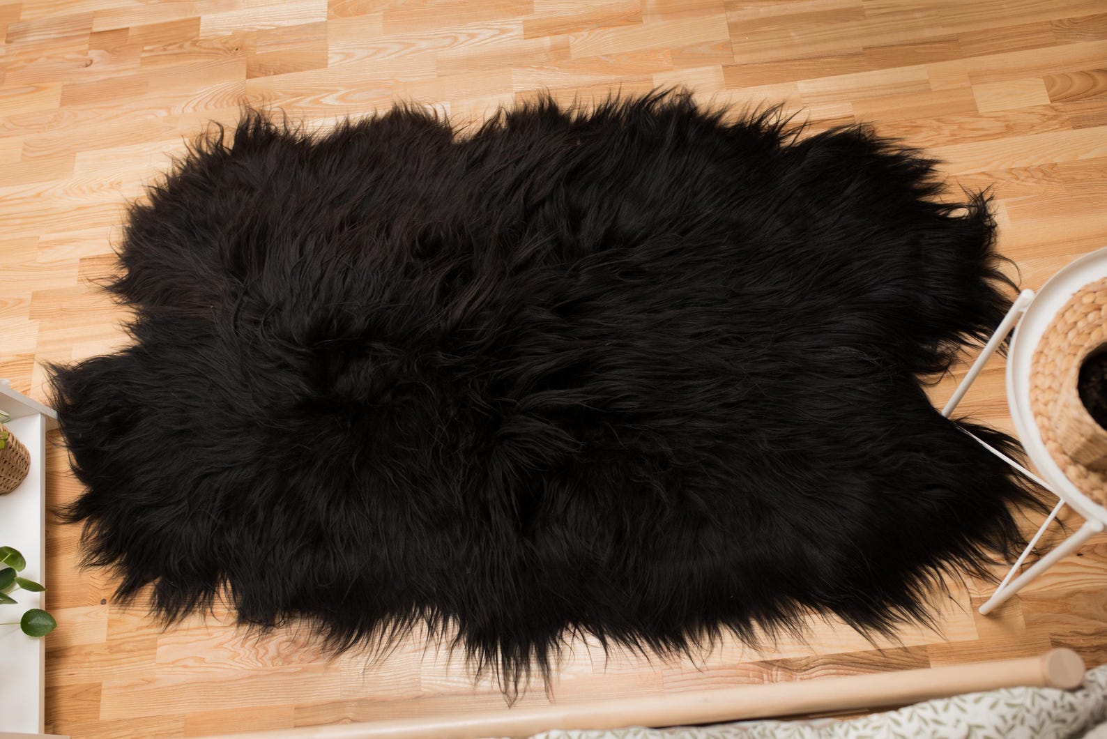 Giant XXL Genuine Natural Black Quadruple Icelandic Sheepskin Rug, Pelt ...