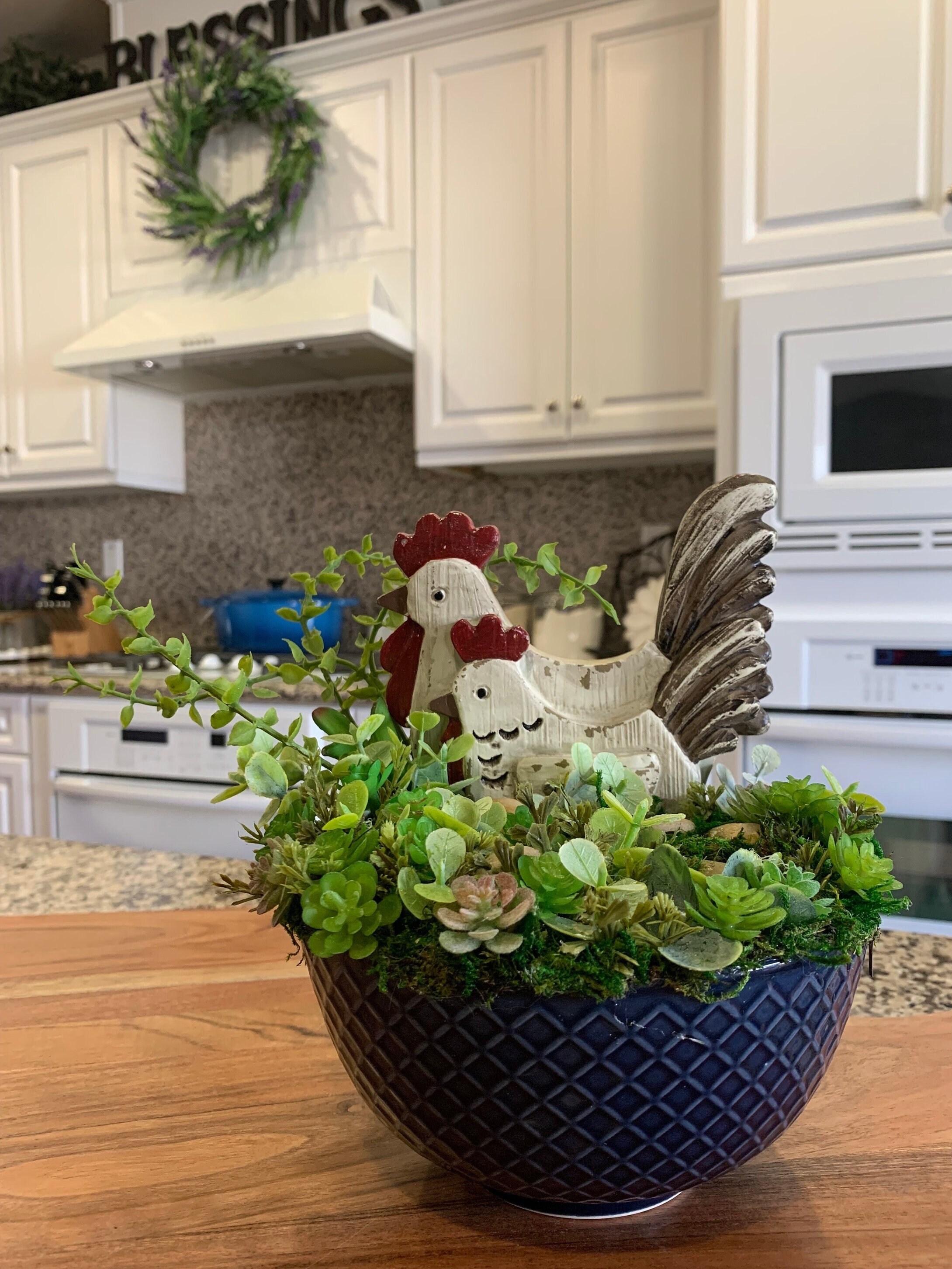 Farmhouse Inspired Artificial Arrangement in Beautiful Ceramic Bowl ...