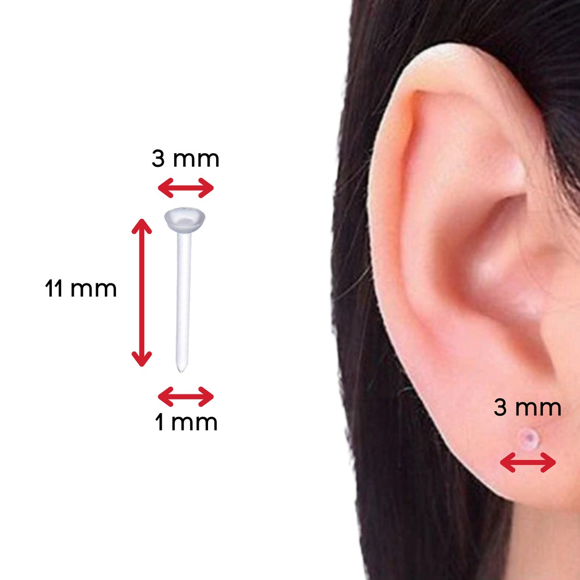 Clear Plastic Stud Earrings. Transparent in Colour Easily - Etsy UK