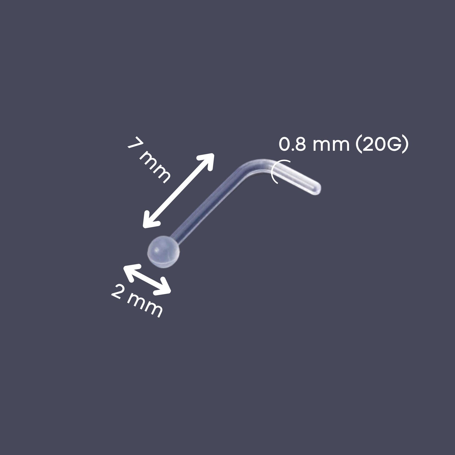 Invisible Clear Nose Stud. See Through Bent Round Nose Stud ...