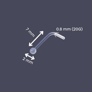 Invisible Clear Nose Stud. See Through Bent Round Nose Stud ...