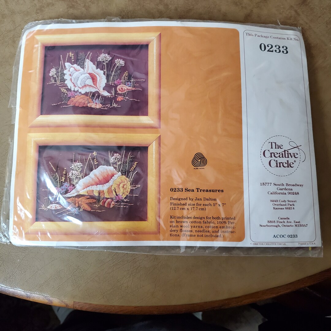 Vintage 1983 the Creative Circle Cross Stitch Kit, 0233 Sea Treasures ...